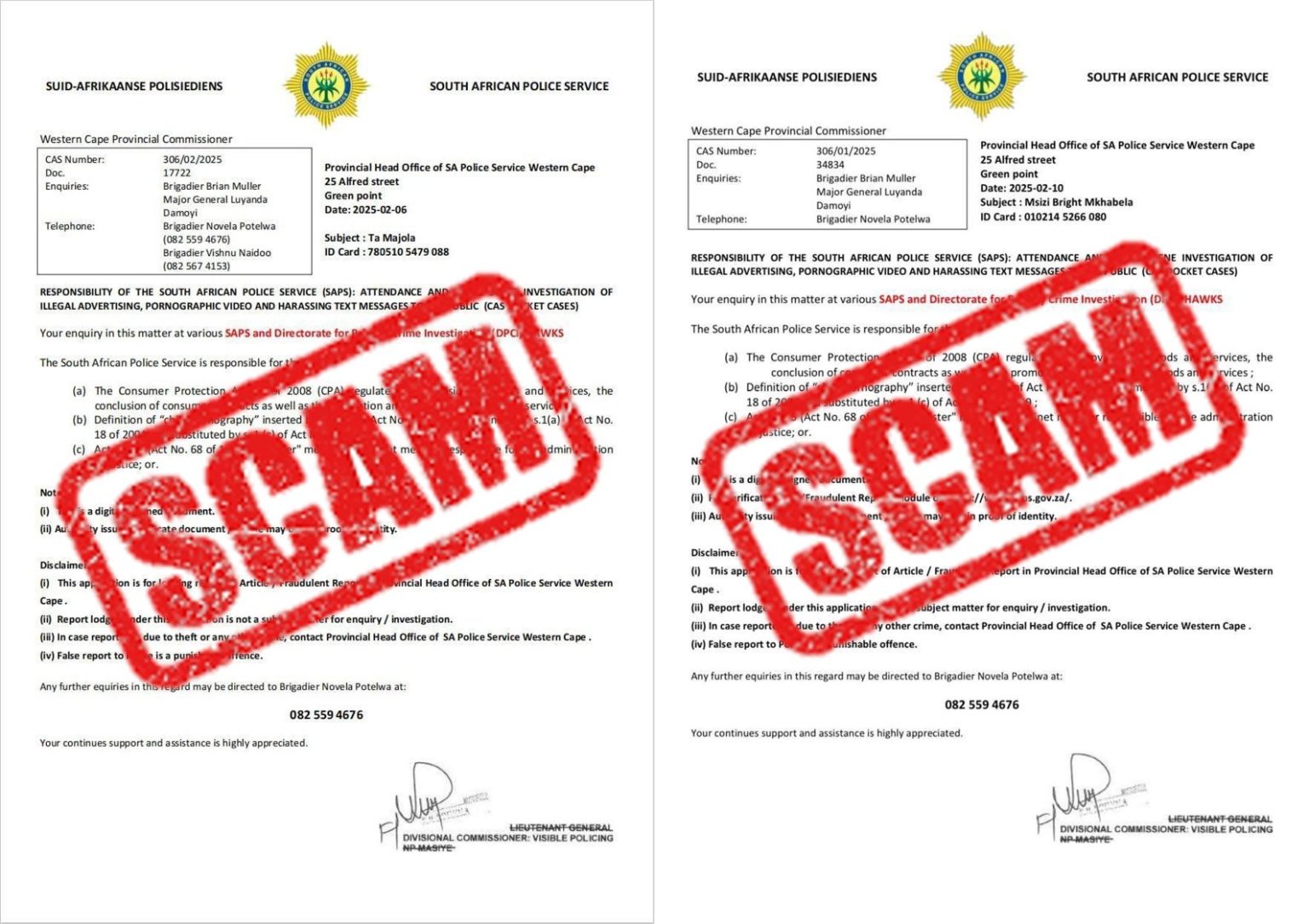 SAPS warns of scam using Police details - Smile 90.4FM