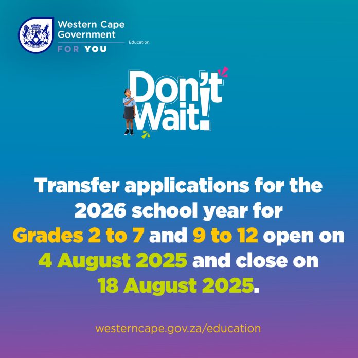 WCED: school applications for transfers opens next week - Smile 90.4FM
